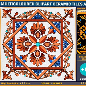 Colorful Png Tiles Bundle, Tile Png, Floral Tiles, Color Earthen Tile ...