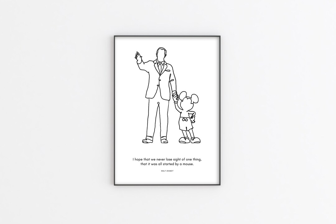 Walt and Mickey One Line Boho Modern Minimalist Artwork Digital ...