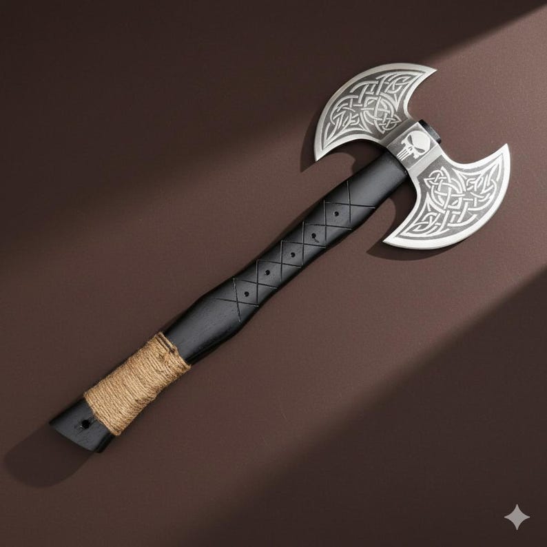 Viking Style Double-blade Axe | Intricately Engraved Collectible Art ...