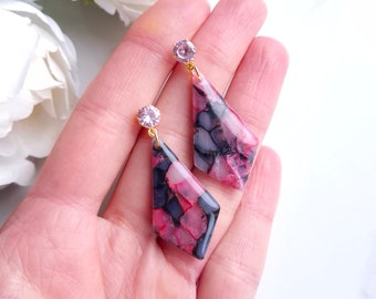 Mint Green, White and Gold Marble Earrings Handmade Polymer Clay ...