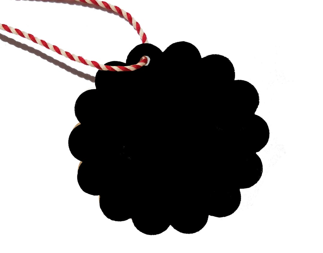 30 Black Gift Tags / FLOWER | Scalloped Edge | 5 Cm Diameter - Etsy