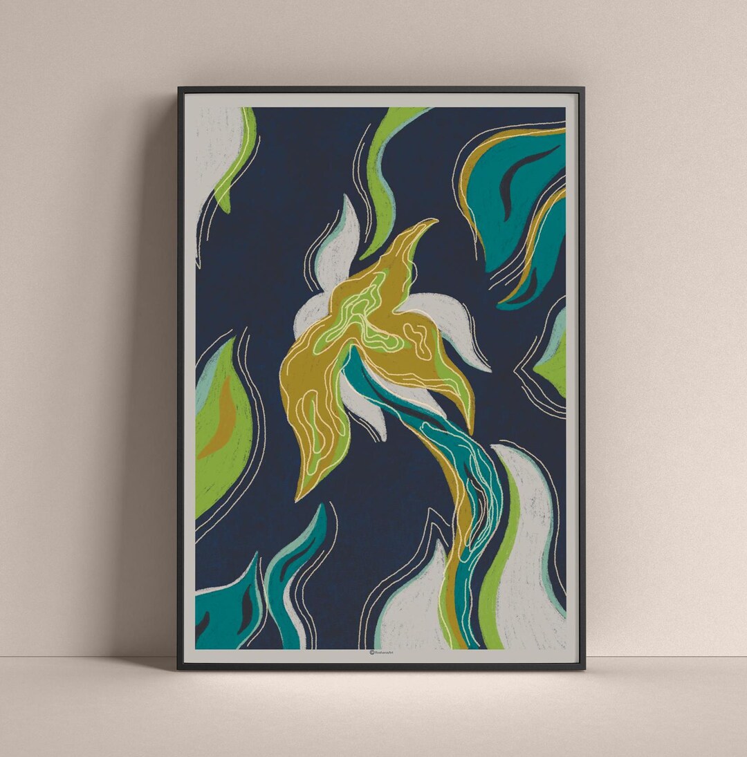 A3 Abstract Flowers Floral Garden Print Nature Design Art Print Poster ...