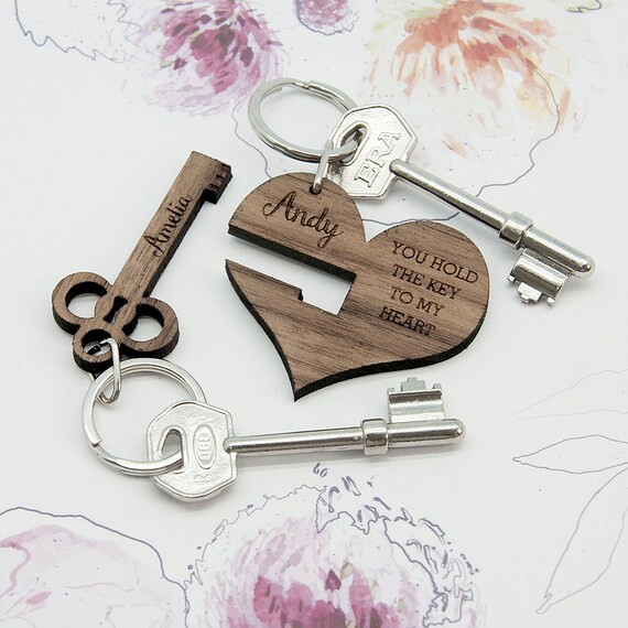 You Hold the Key to My Heart Keyring Set of Two Valentines - Etsy