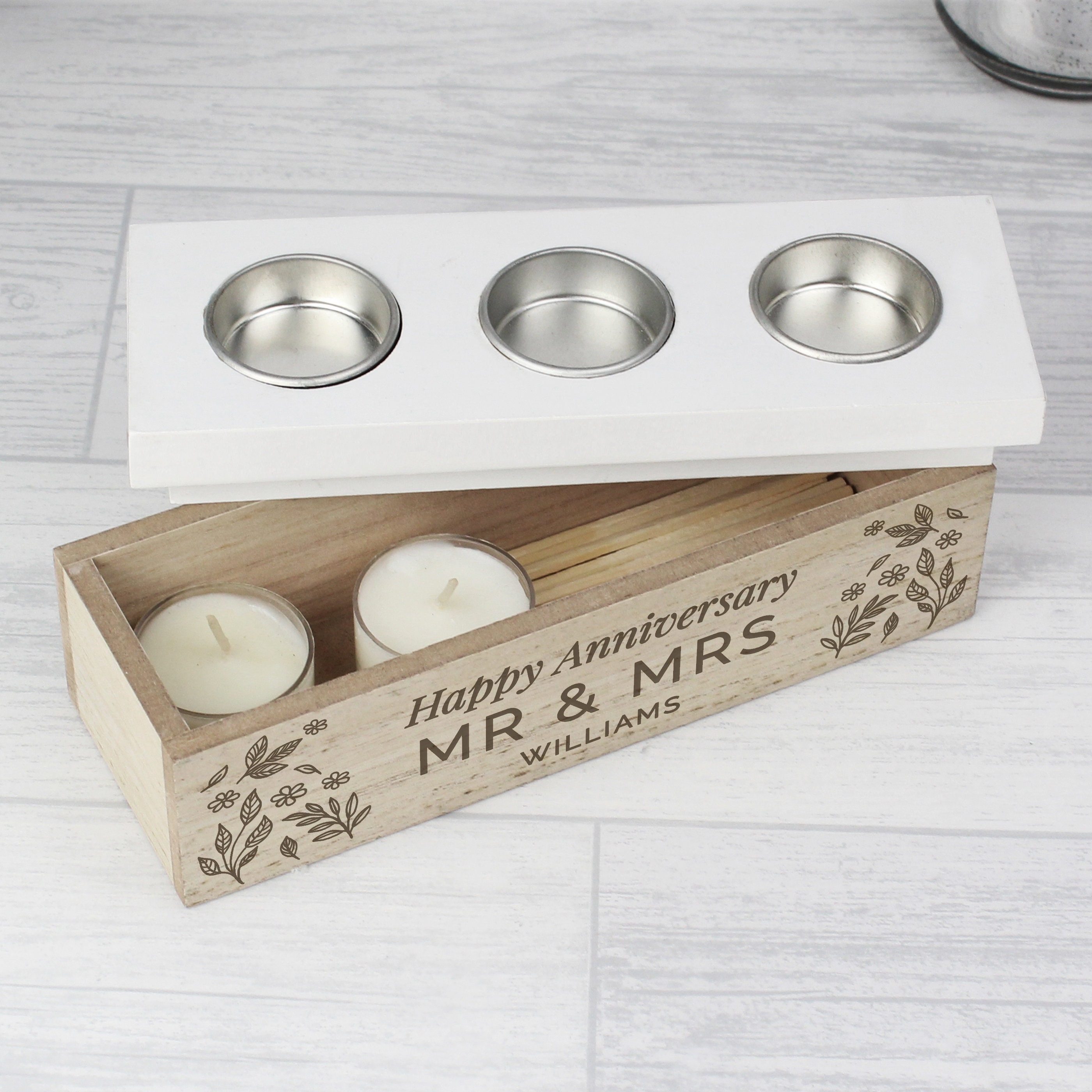 Personalised Floral Triple Tea Light Box Wedding Gift - Etsy