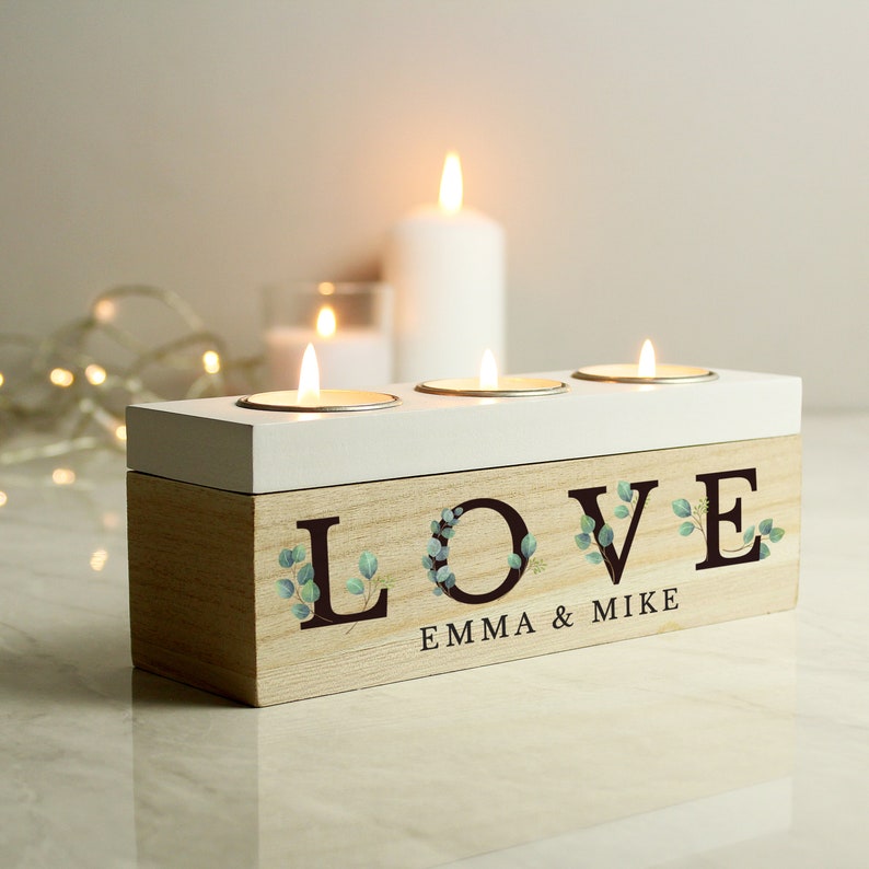 Personalised Triple Tealight Box Personalised Botanical - Etsy