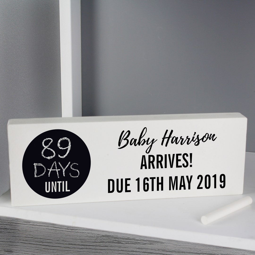 Personalised Classic Chalk Countdown Wooden Block Sign Baby - Etsy