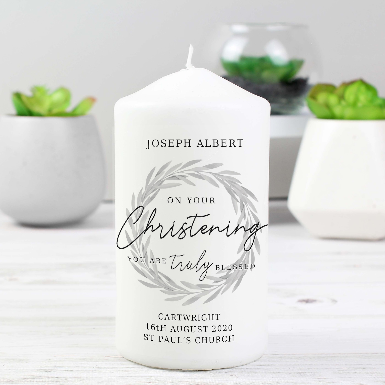 Personalised Christening Candle Christening Pillar Candle - Etsy
