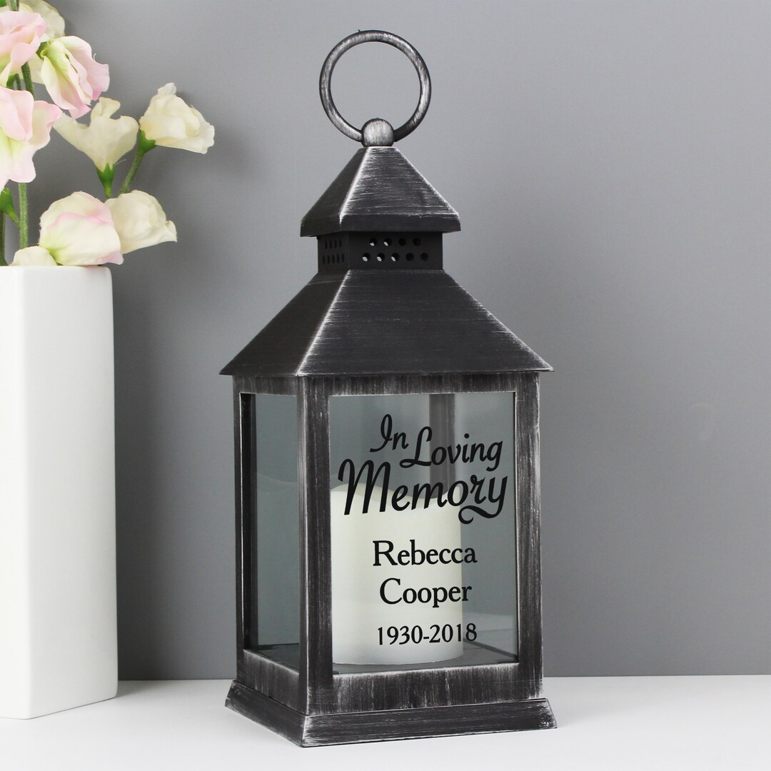 Personalised in Loving Memory Rustic Black Lantern Memorial Lantern in ...