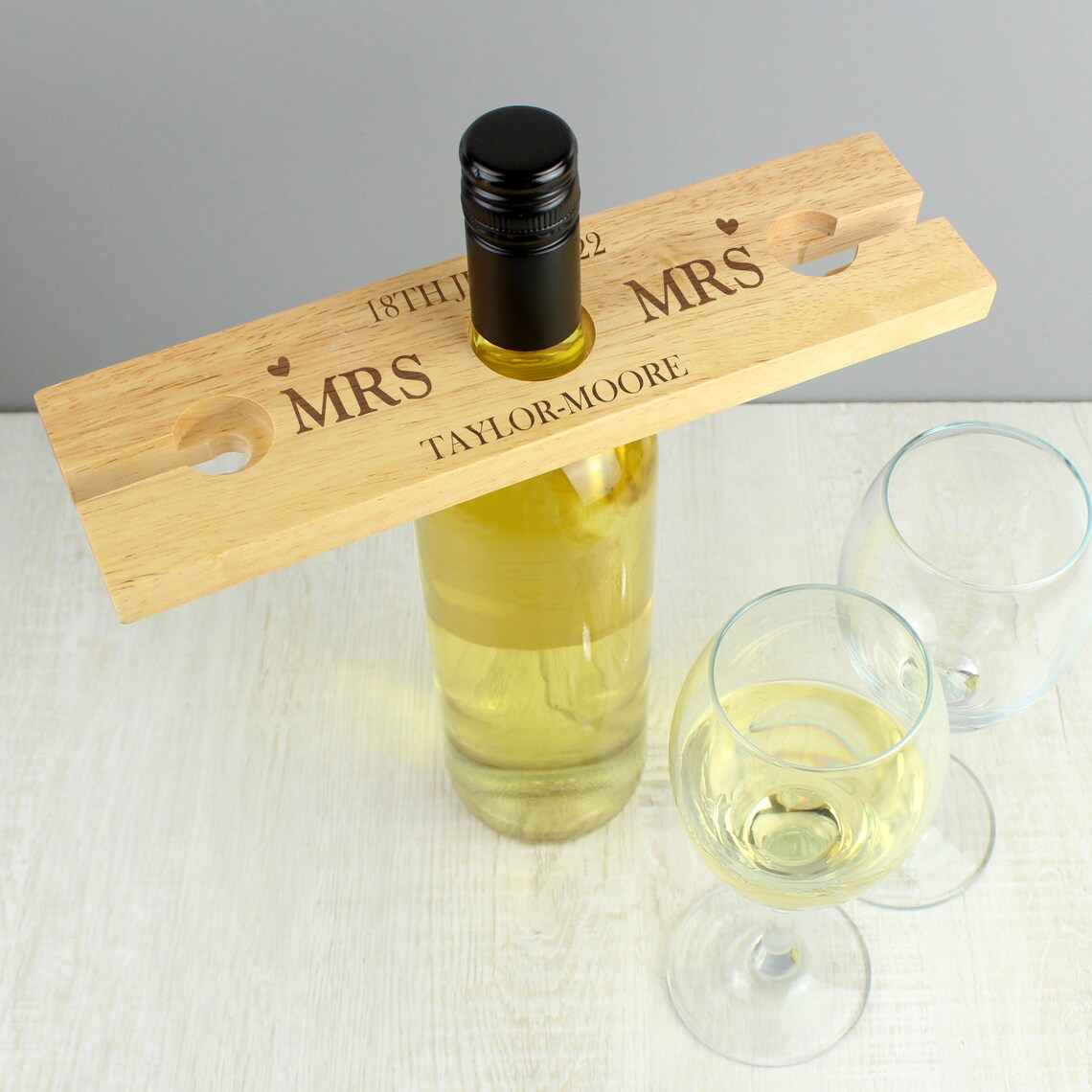 Personalised Married Couple Wine Glass & Bottle Butler - Personalised ...