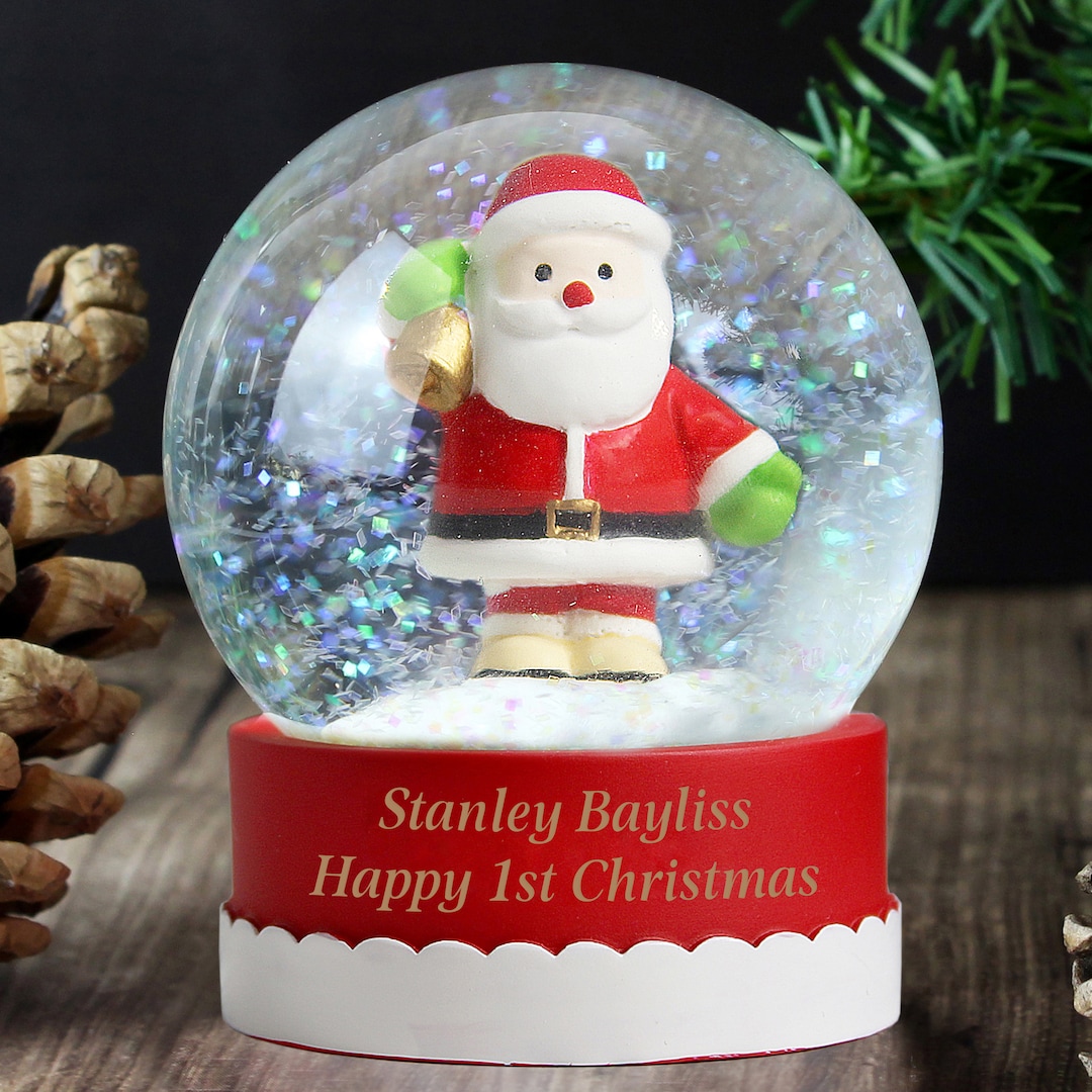 Personalised Santa Snow Globe Baby's 1st Christmas - Etsy