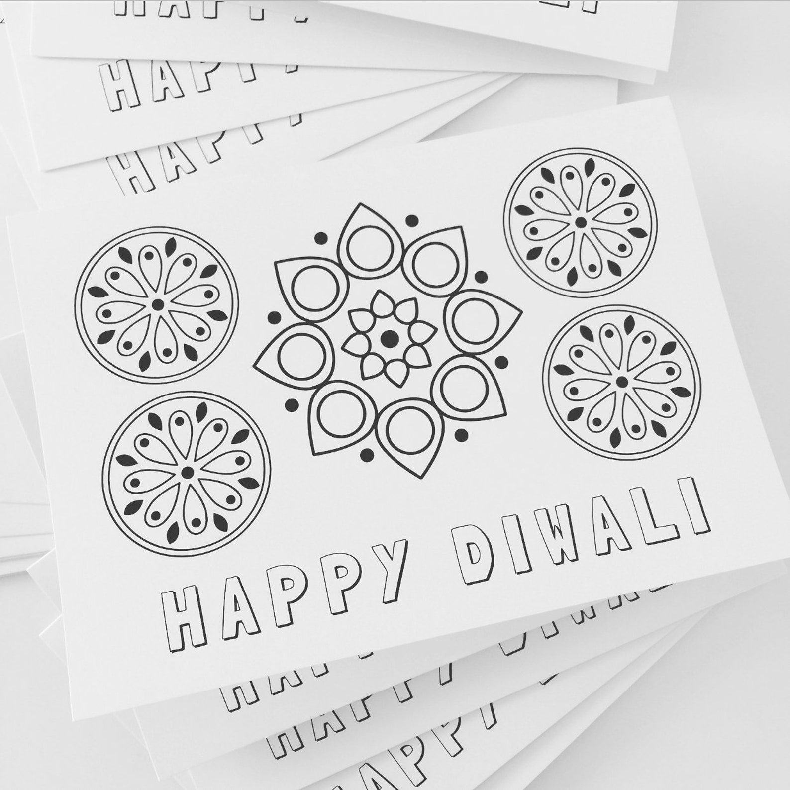 Diwali Card Diwali Activity for Children Colour Your Own | Etsy