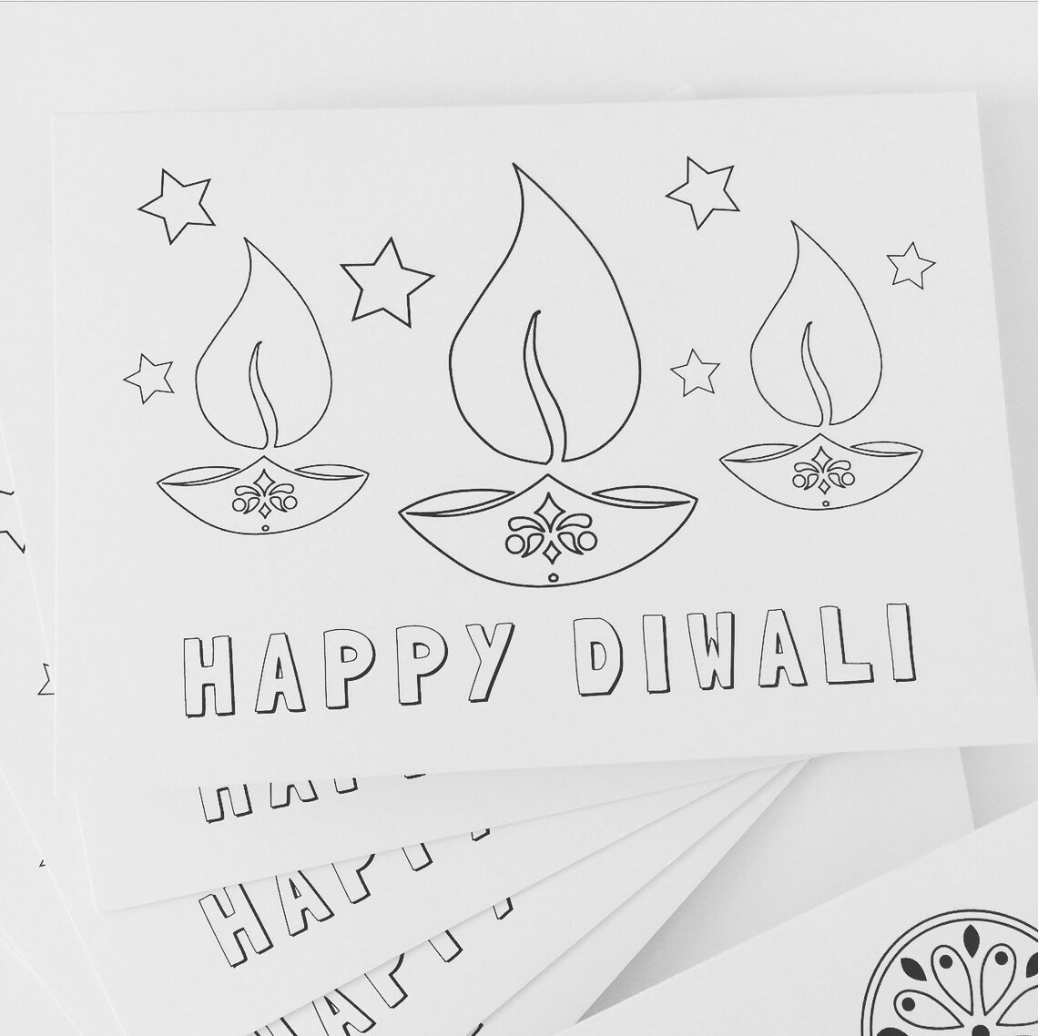 Diwali Card Diwali Activity for Children Colour Your Own | Etsy