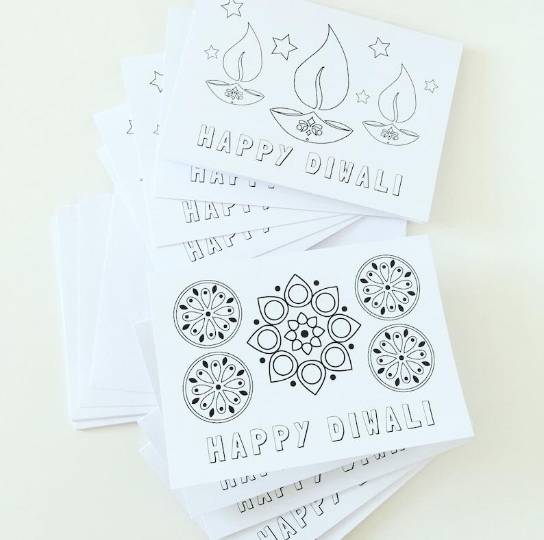 Diwali Card Diwali Activity for Children Colour Your Own - Etsy