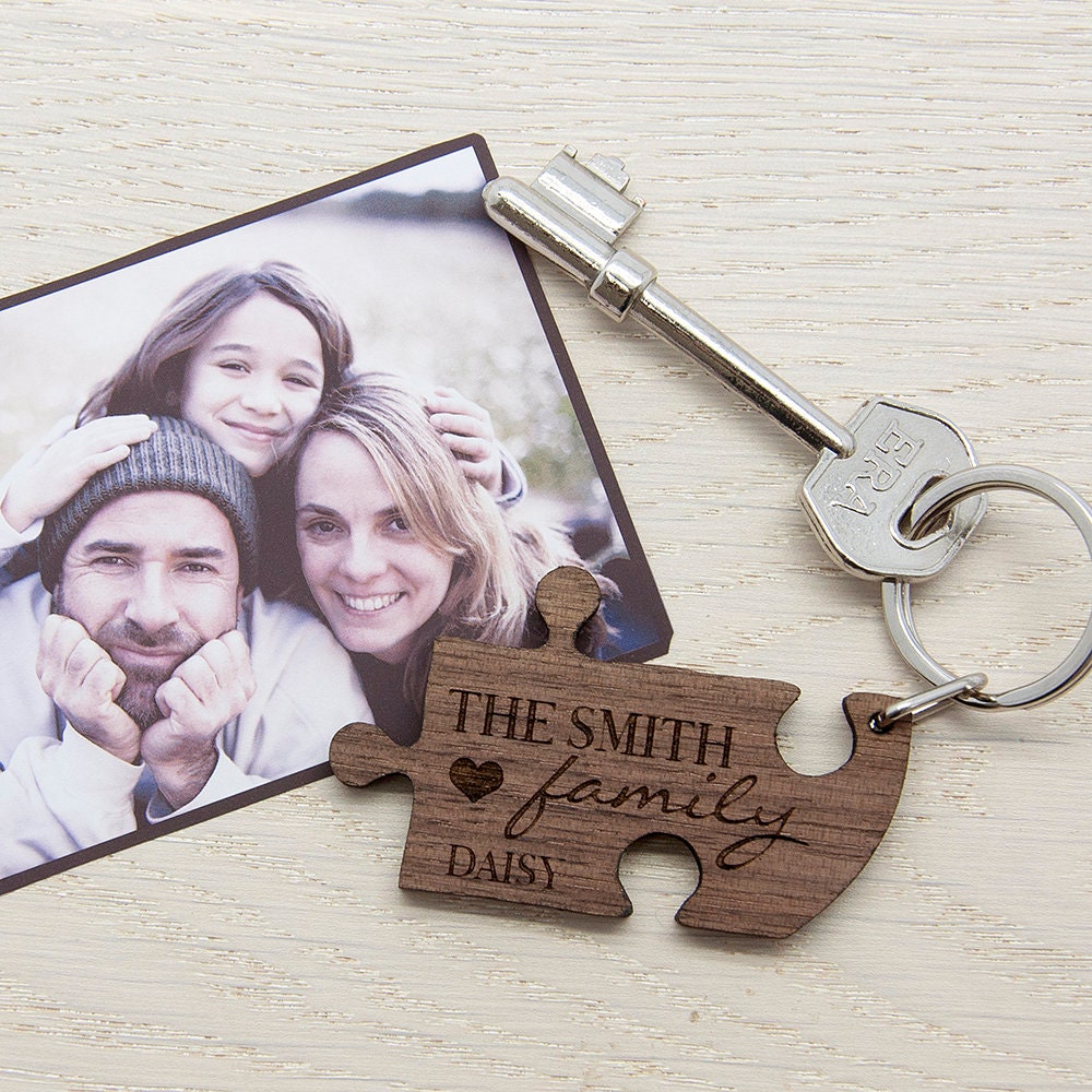 Our Family Heart Wooden Jigsaw Keyring family puzzle keyring | Etsy