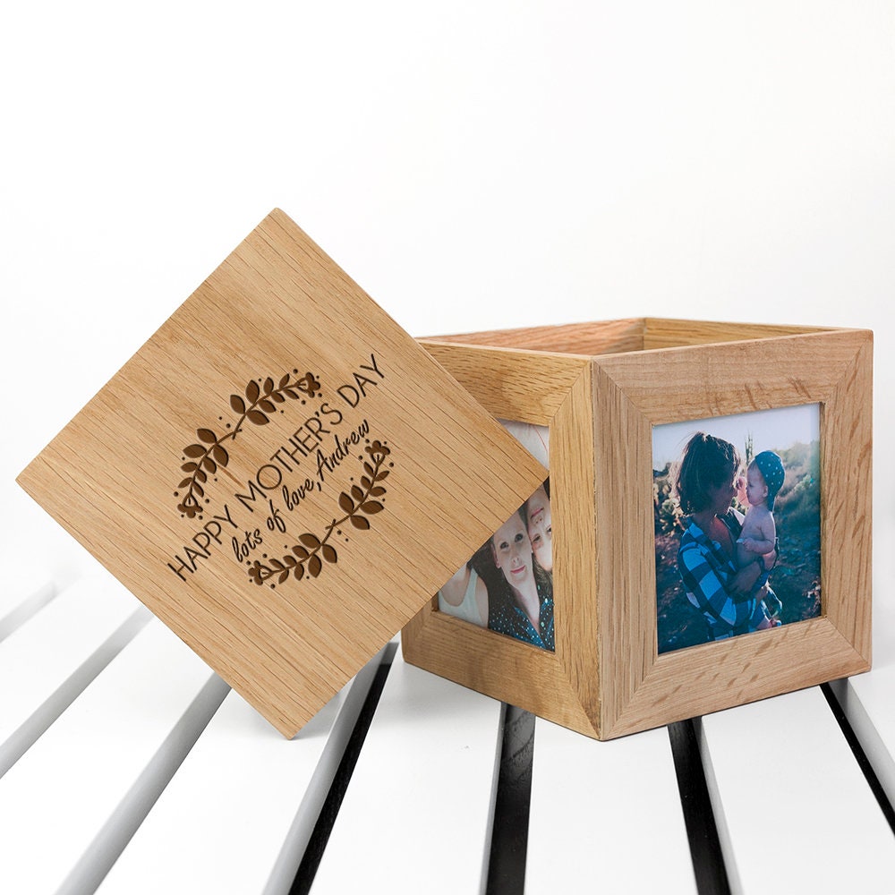 Personalised Happy Mother's Day Oak Photo Cube - Mother's Day Gift ...
