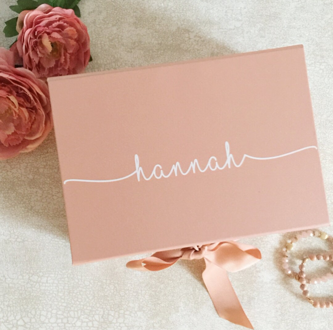 Personalised Rose Gold Box - Personalised Name Gift Box - Maid of ...