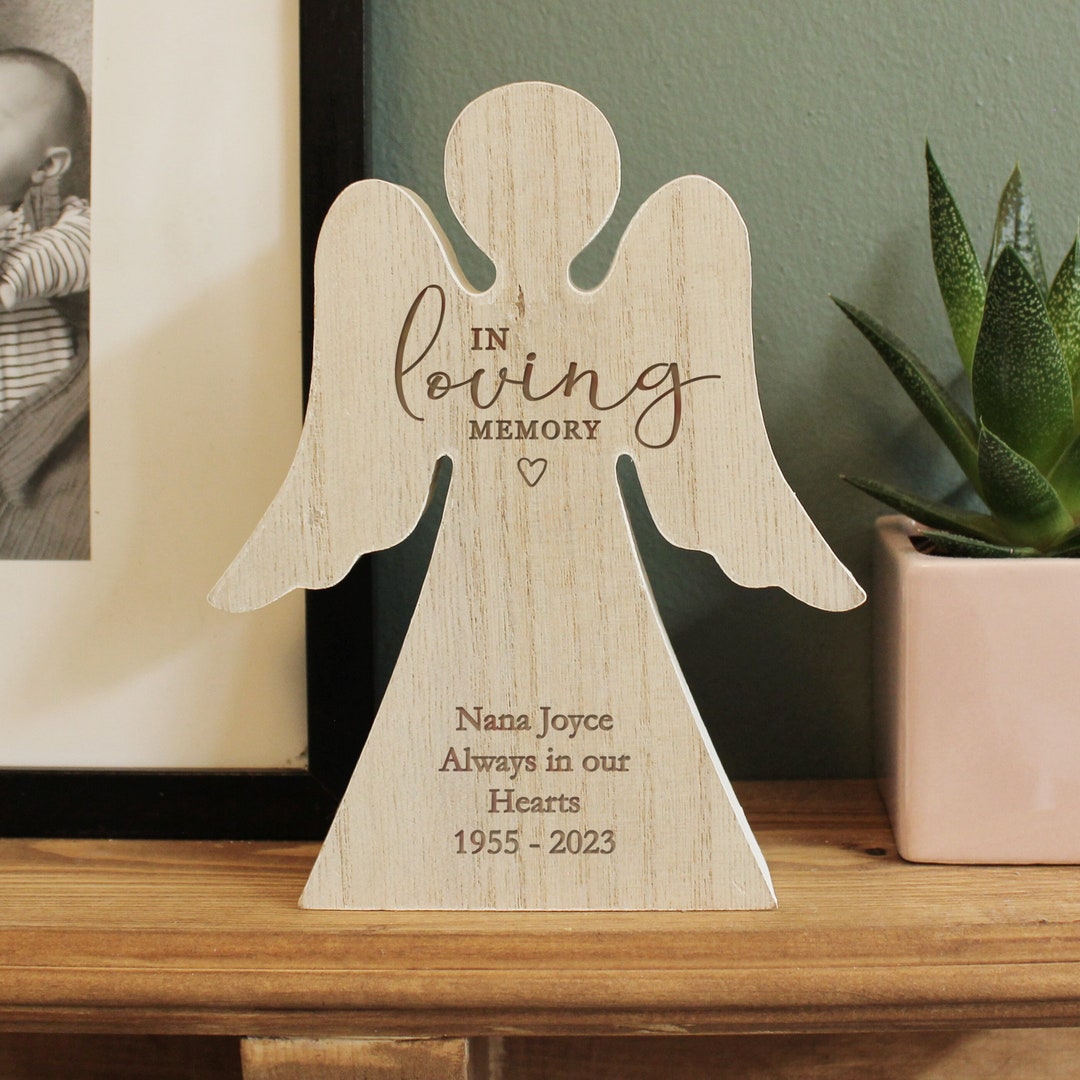 In Loving Memory Angel Personalised in Loving Memory Rustic Wooden ...