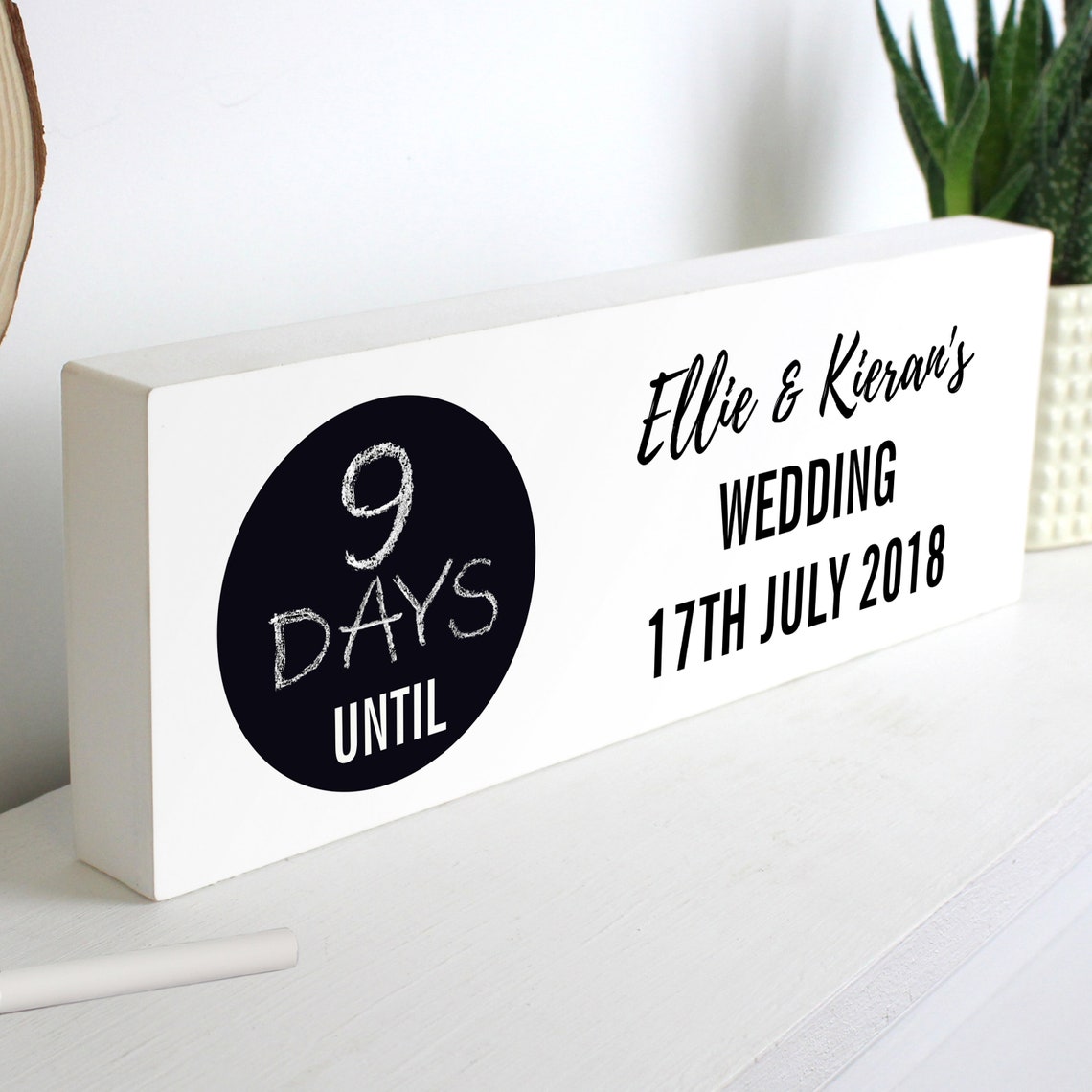 Personalised Classic Chalk Countdown Wooden Block Sign - Baby Countdown ...
