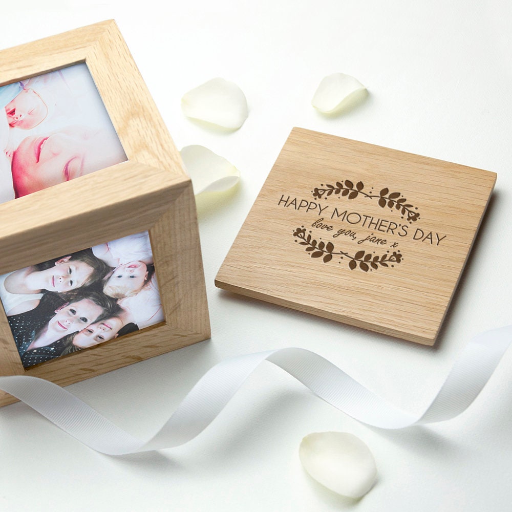 Personalised Happy Mother's Day Oak Photo Cube - Etsy