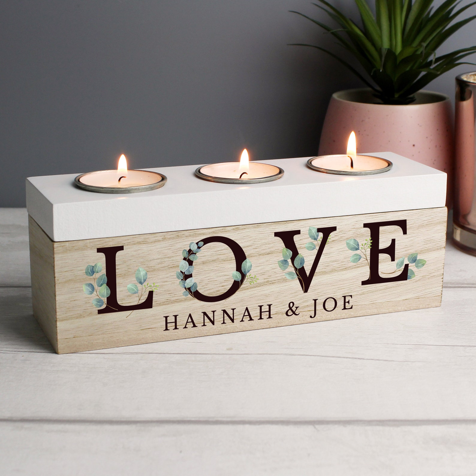 Personalised Triple Tealight Box Personalised Botanical - Etsy