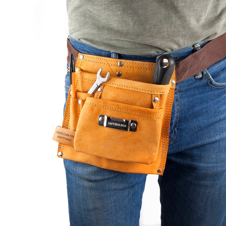 Personalised 6-pocket Leather Tool Belt - DIY Gift - Personalised Tool ...