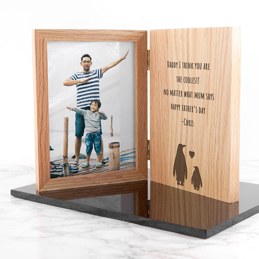 Daddy Photo Frame - Engraved Father's Day Penguin Book Photo Frame ...