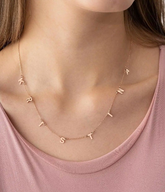 Personalised Initial Name Necklace Minimalist Necklace With Name ...