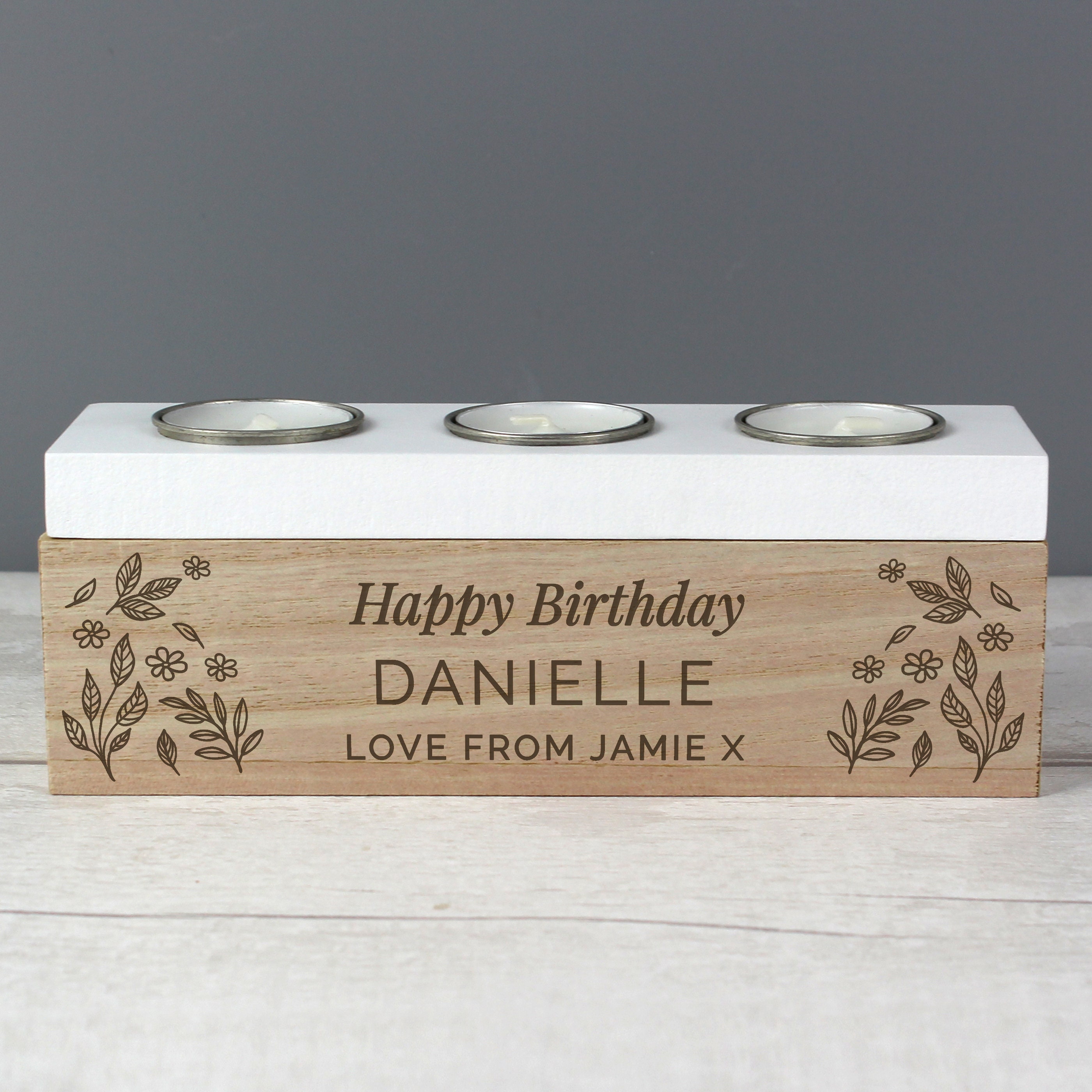 Personalised Floral Triple Tea Light Box Wedding Gift - Etsy