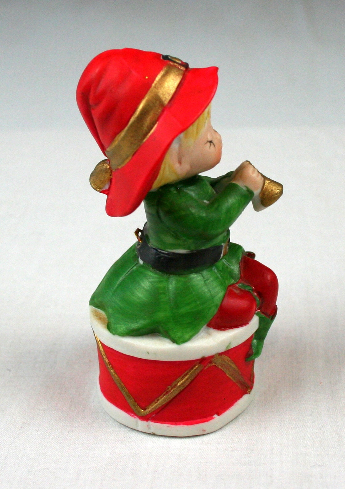 Vintage Ceramic Elf on Drum Ornament Bell Jasco Taiwan - Etsy