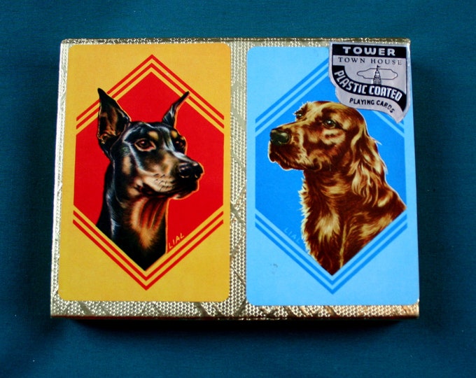 Double Deck Dog Playing Cards Doberman Irish Setter Retriever Complete ...