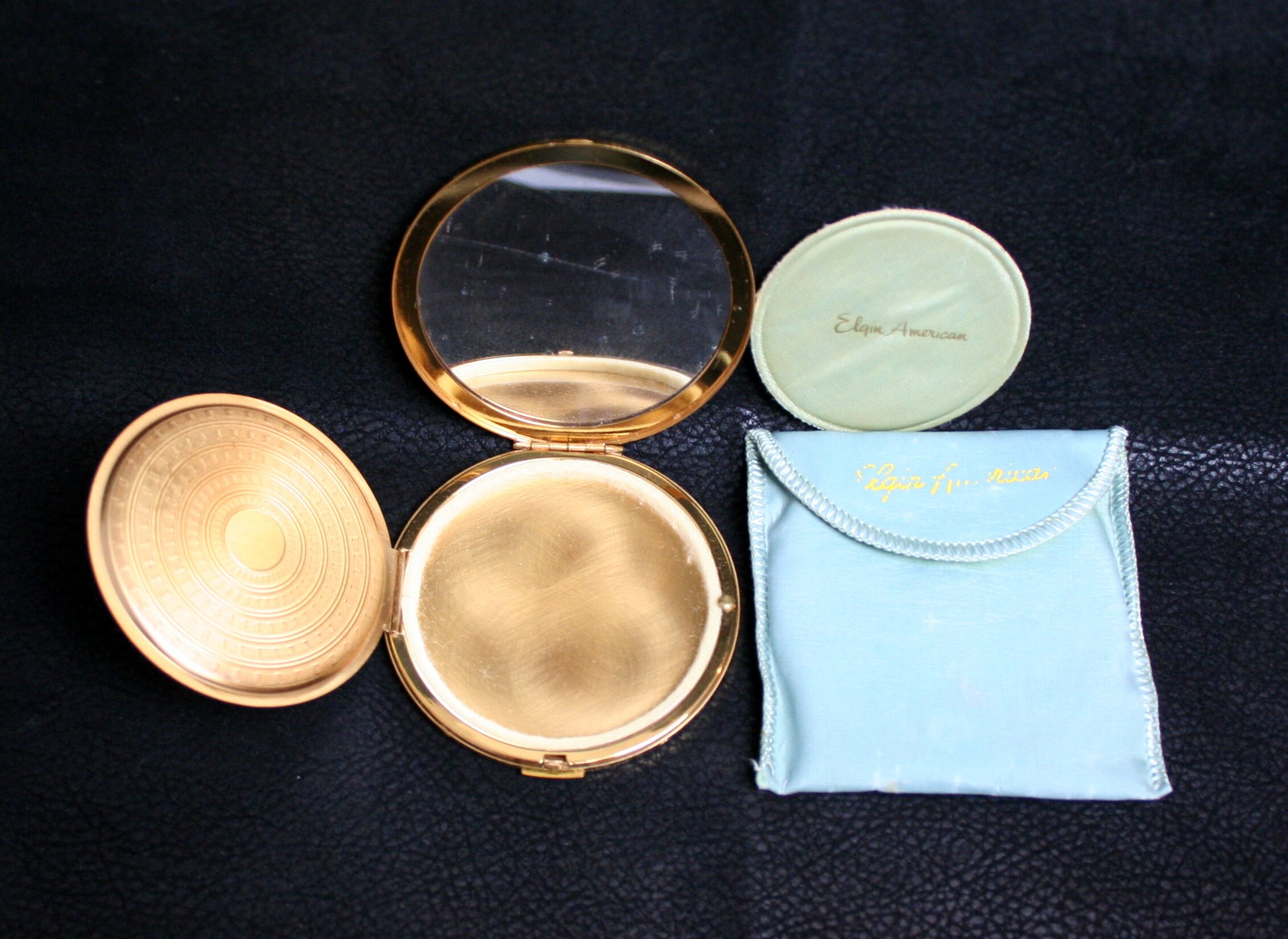 Vintage Compact Elgin American With Pouch Gold Tone - Etsy