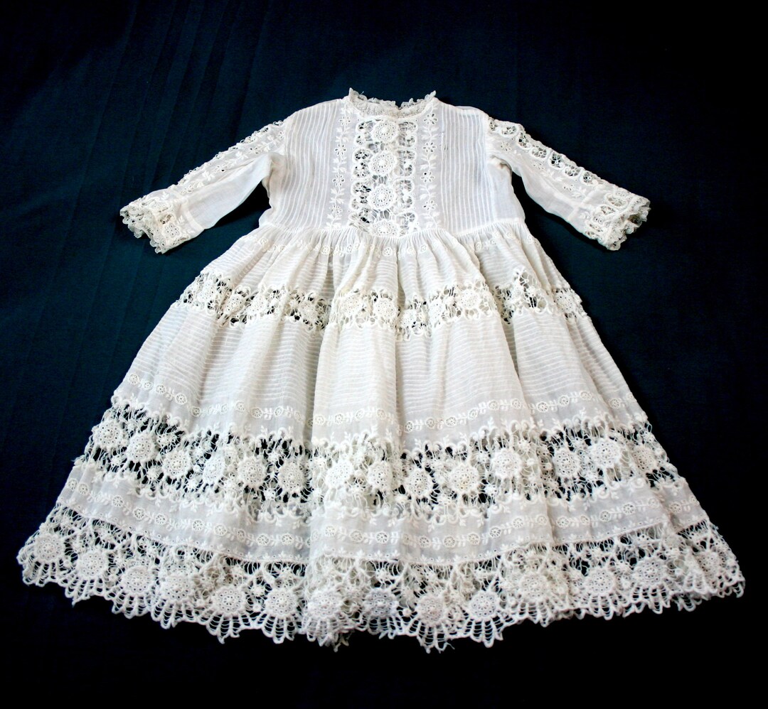 Antique Baby Gown Dress Victorian Lace Embroidery White - Etsy
