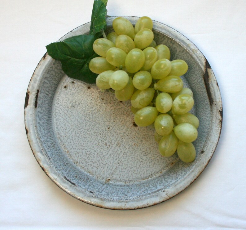 Enamelware Pie Plate Dish Gray Graniteware Vintage Farmhouse Etsy