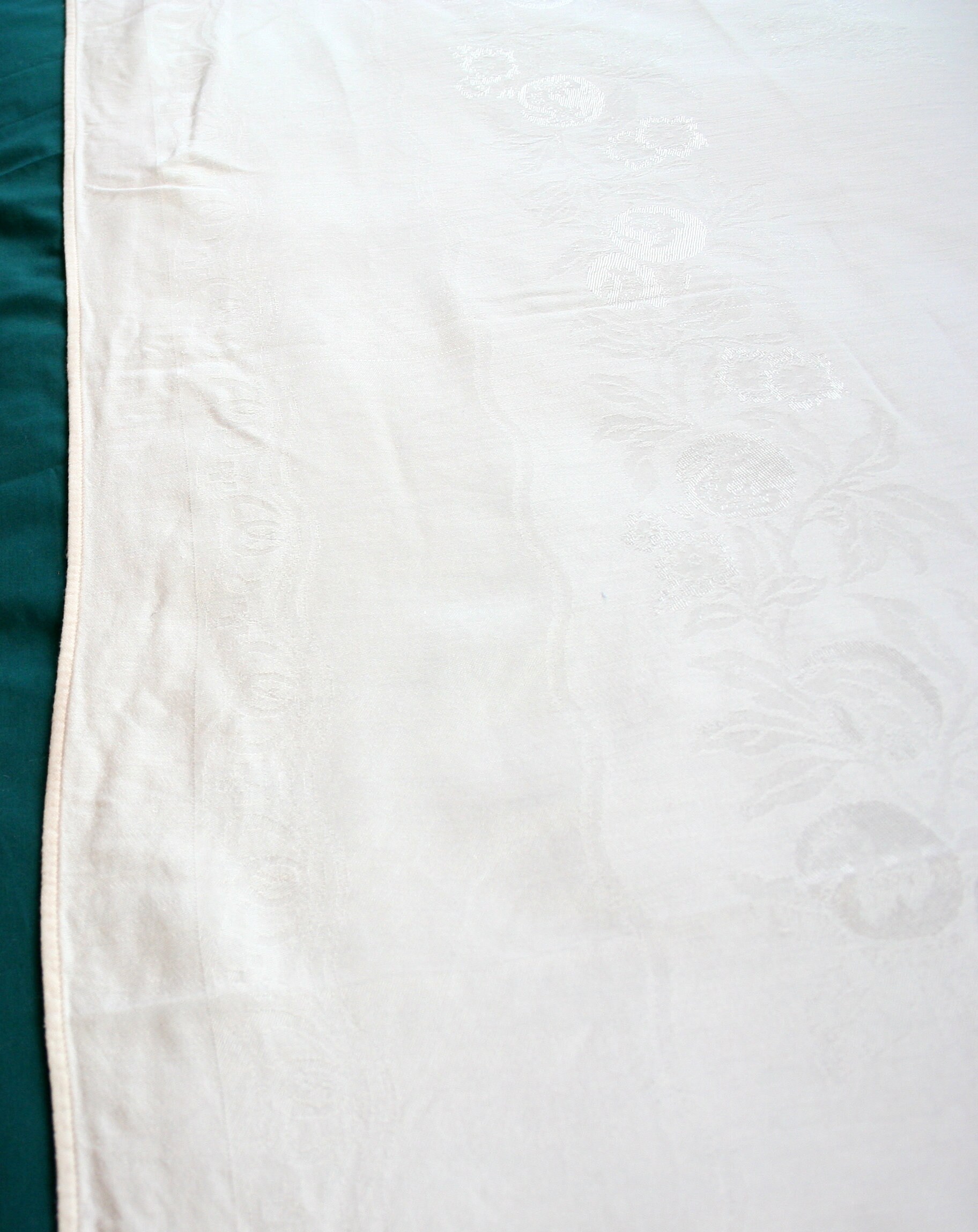 White Damask Tablecloth Rectangle Wedding Reception Table Mid Century ...