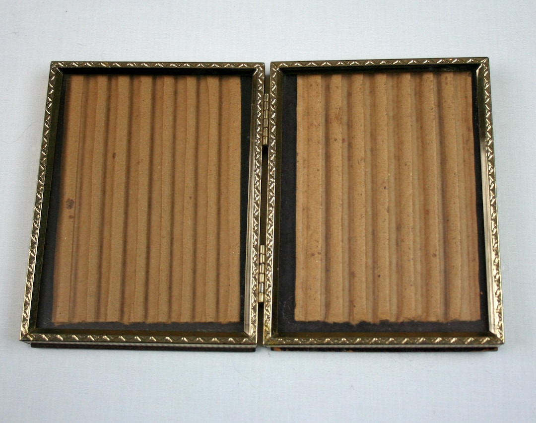 Vintage Gold Embossed Bi-fold Picture Frame: 3 1/2" X 4 1/2" Photos - Etsy