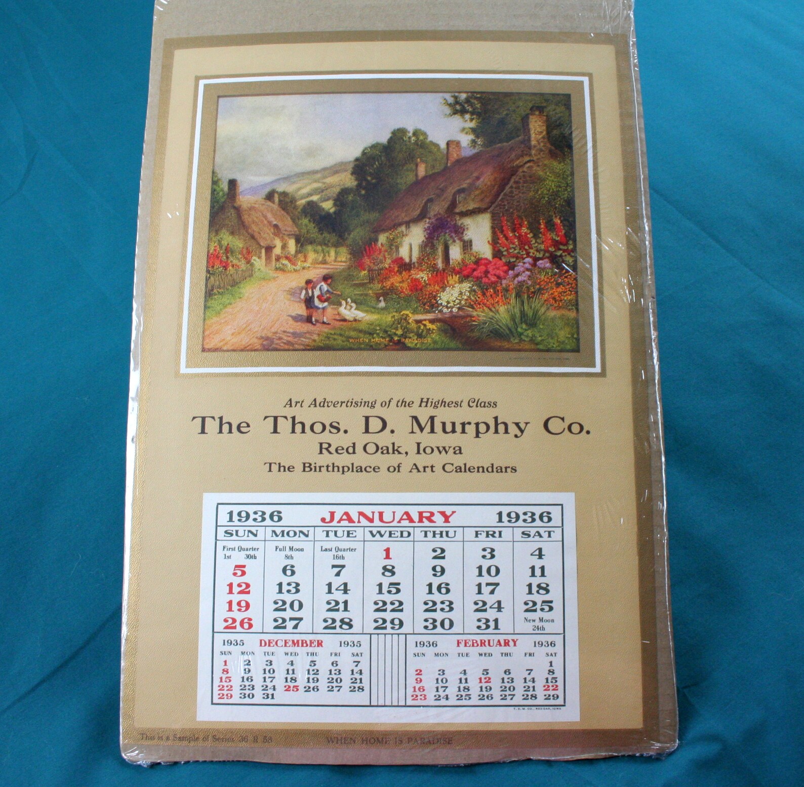 Salesman Sample Calendar 1936 Country Cottage Unused Vintage - Etsy