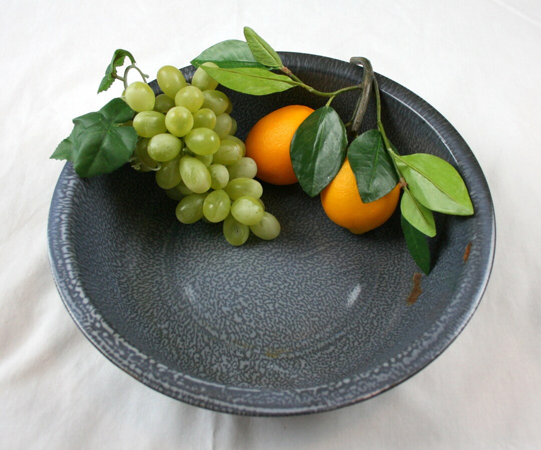 Vintage Gray Graniteware Bowl Basin Pan Enamelware Splatterware - Etsy