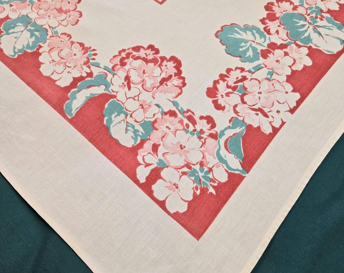Printed Cotton Small Square Tablecloth 44 X 46 Floral Vintage - Etsy