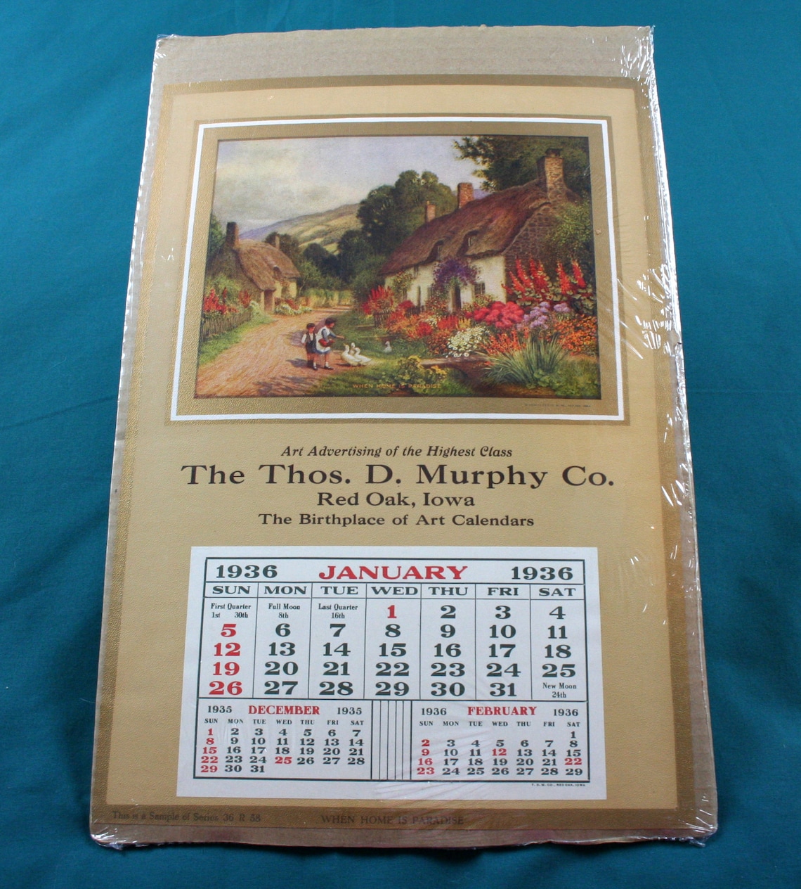 Salesman Sample Calendar 1936 Country Cottage Unused Vintage - Etsy