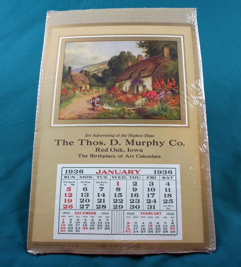 Salesman Sample Calendar 1936 Country Cottage Unused Vintage - Etsy