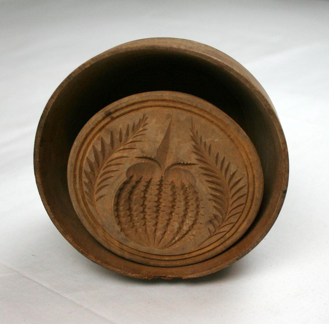Antique Wood Butter Mold Pineapple Ferns Farmhouse Kitchen - Etsy