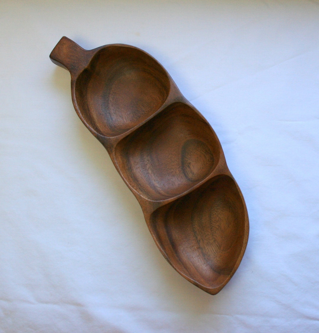 Wood Bowl Divided Tray Monkey Pod Philippines Hand Crafted MCM - Etsy