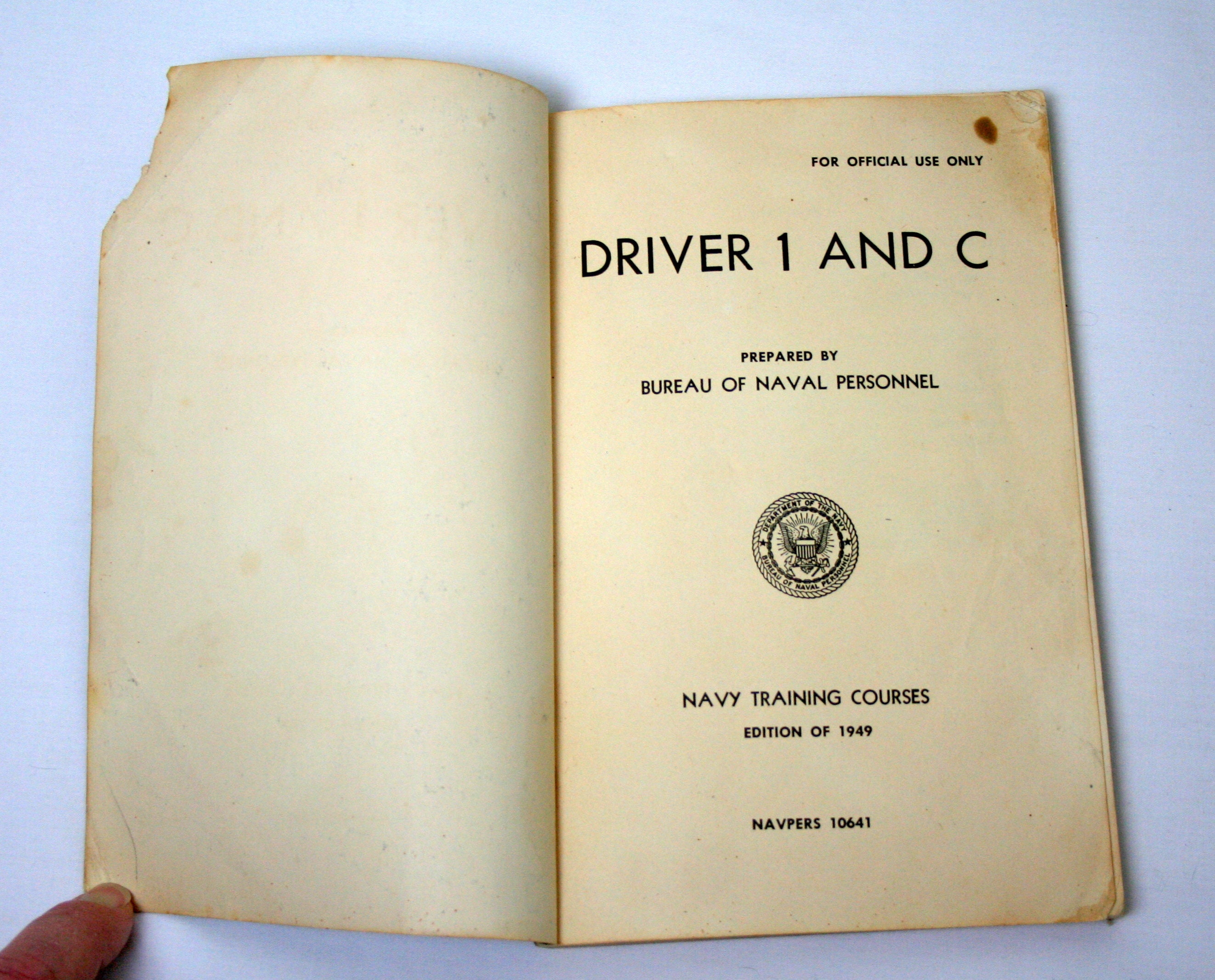Navy Training Book WWII Driver 1 Chief 1949 United States - Etsy