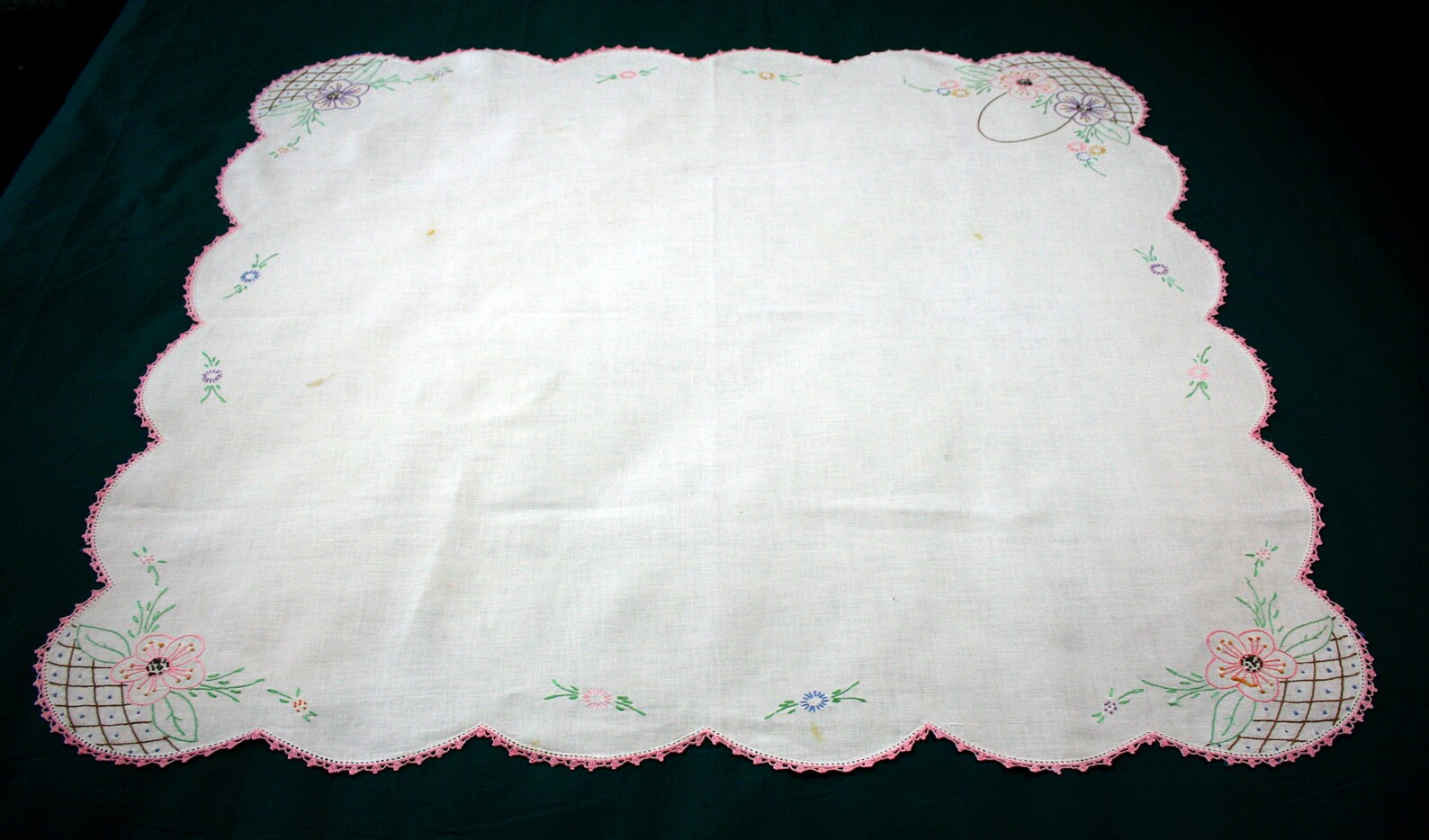 Small Square Tablecloth Hand Embroidered Vintage Card Table Cover - Etsy