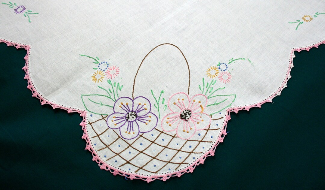 Small Square Tablecloth Hand Embroidered Vintage Card Table Cover - Etsy