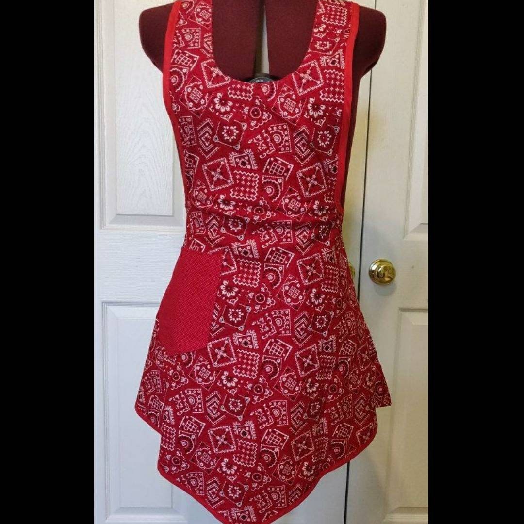 1940s Style Red Bandana, Pin Dot Apron - Etsy