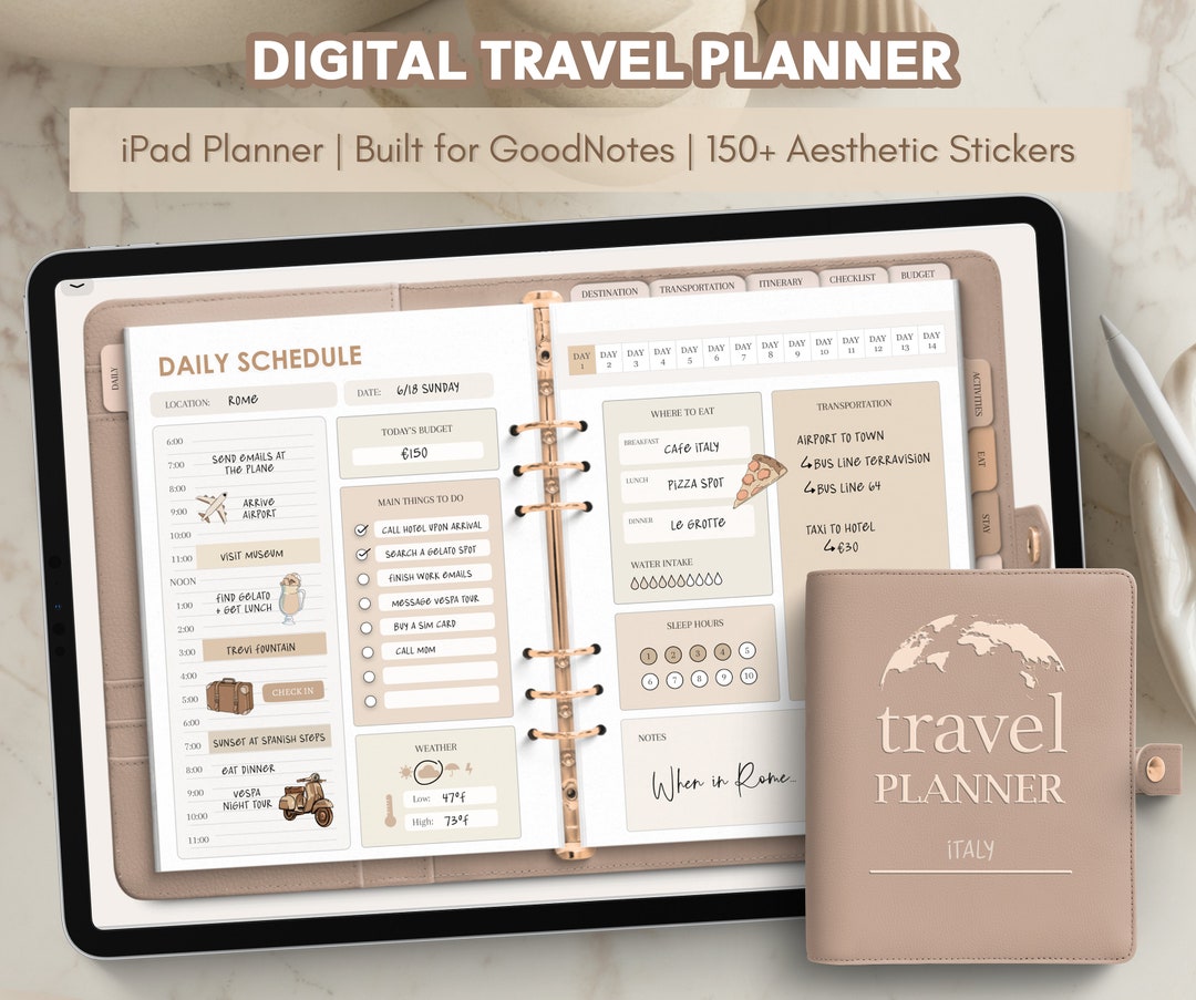 Digital Travel Planner Goodnotes, Realistic iPad Travel Planner ...