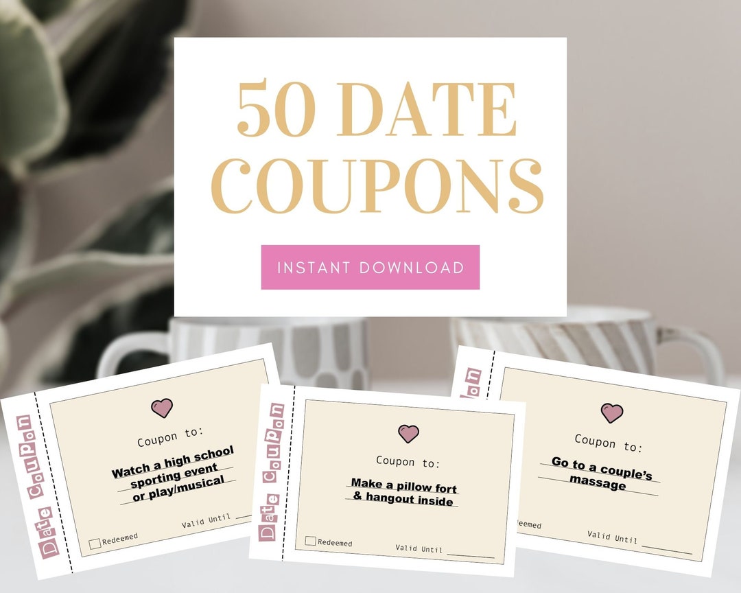 50 Date Couple Coupons | Sweet Gift for Boyfriend, Girlfriend, Husband ...