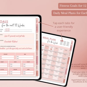 Weight Loss Tracker Digital for Goodnotes Ipad, Pink Fitness Planner ...