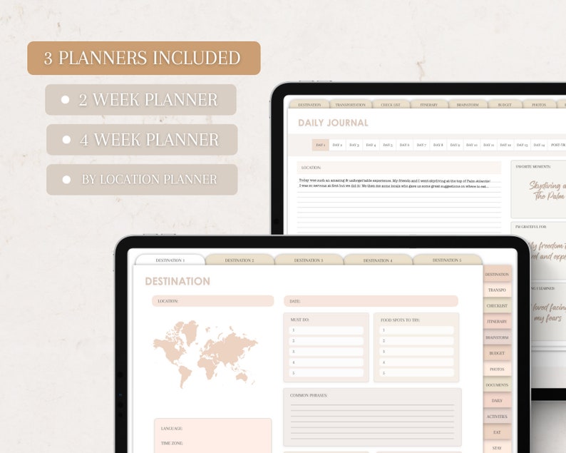 Digital Travel Planner for Ipad Travel Journal Itinerary for - Etsy